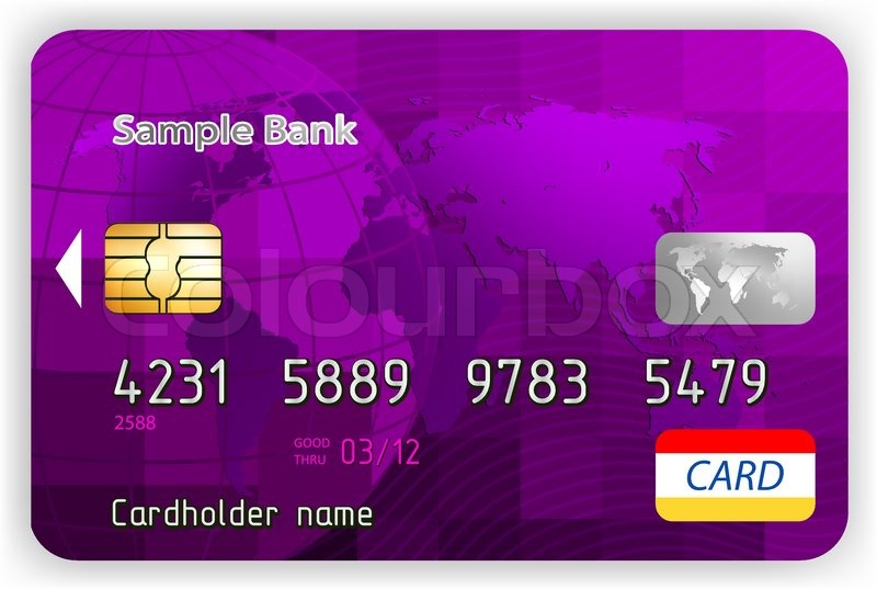Vector violet credit card, front view. ... | Stock vector | Colourbox