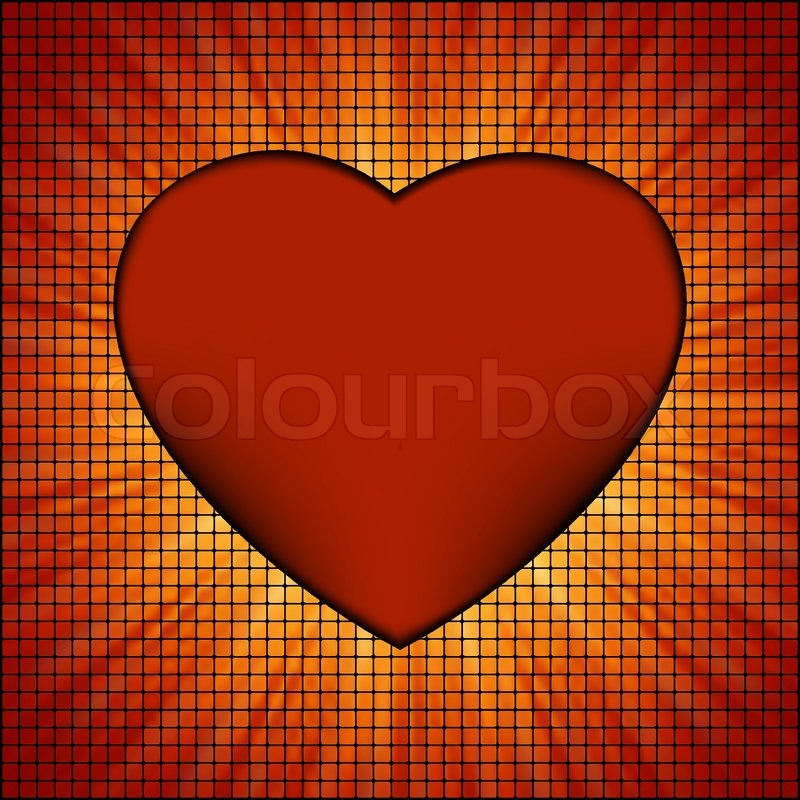 Burst Mosaic hjerte -kort skabelon | Stock vektor | Colourbox