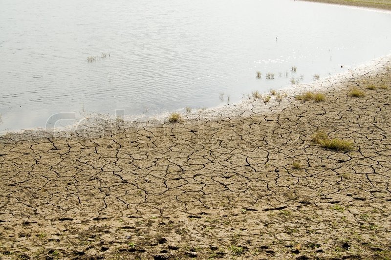 Drying out lake with a cracked bank | Stock image | Colourbox