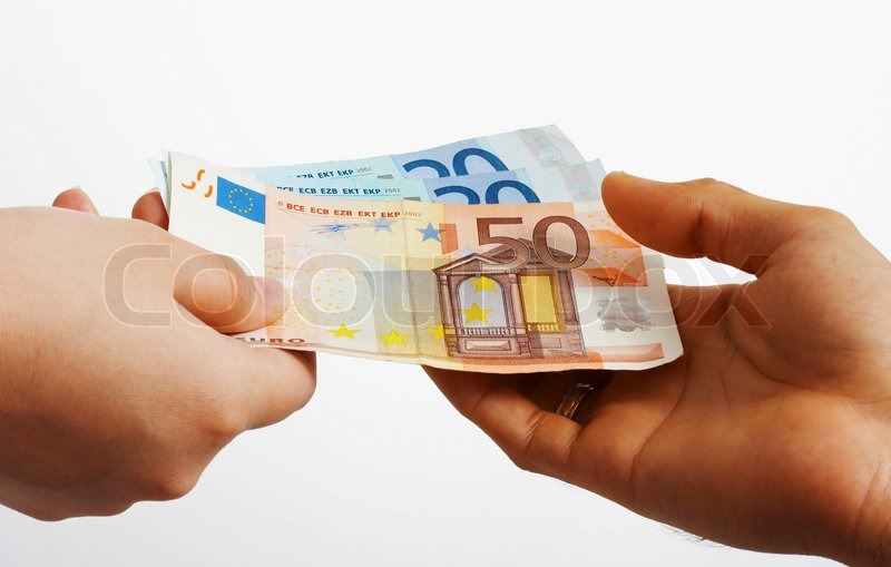 One Person Giving Euros To Another ... | Stock image | Colourbox