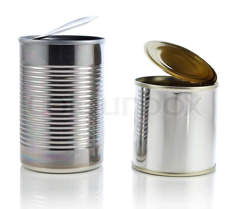 Open cans on white background | Stock image | Colourbox