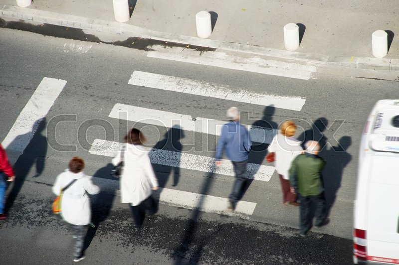 People crossing the street. Aerial view | Stock image | Colourbox