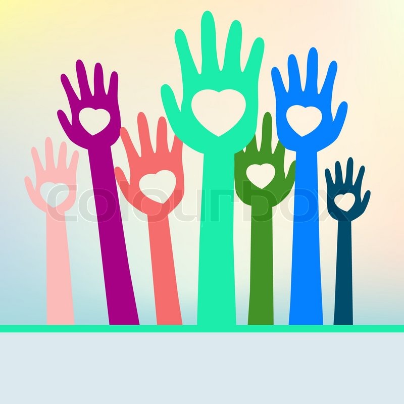 Colorful loving hands with copy space | Stock vector | Colourbox