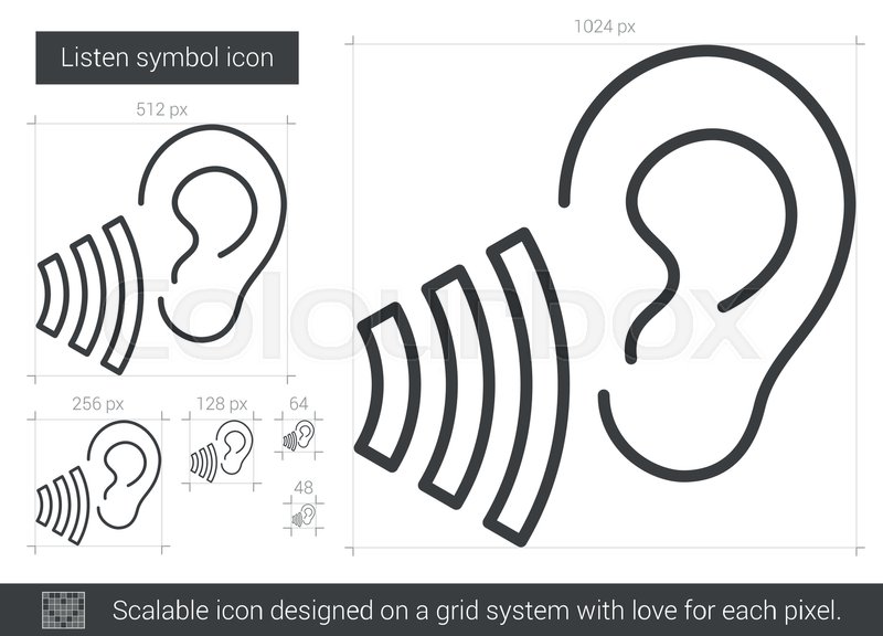 Listen symbol vector line icon ... | Stock vector | Colourbox