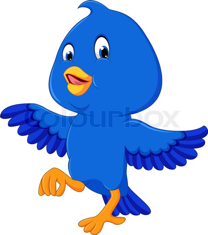 Cute blue bird cartoon | Stock vector | Colourbox