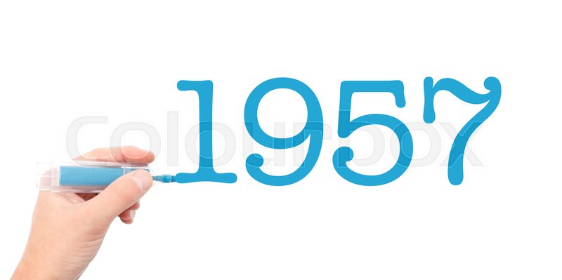 The year of 1957written with a marker | Stock image | Colourbox