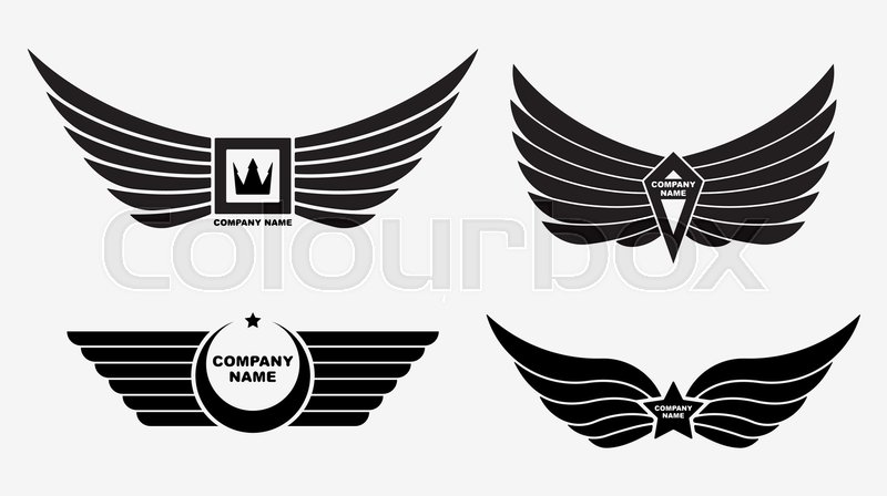 Set of four vector logo wings. Winged ... | Stock vector | Colourbox
