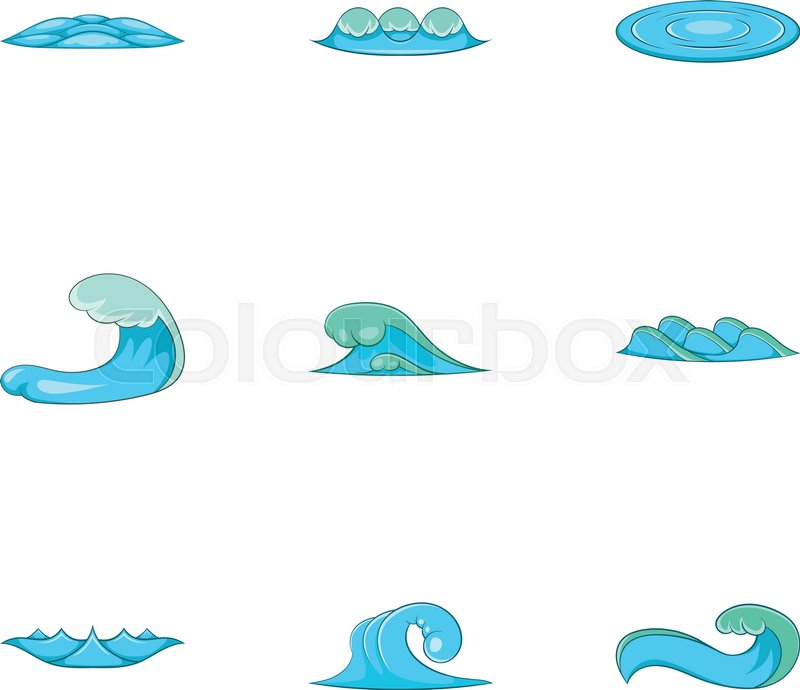 Tide icons set. Cartoon illustration ... | Stock vector | Colourbox