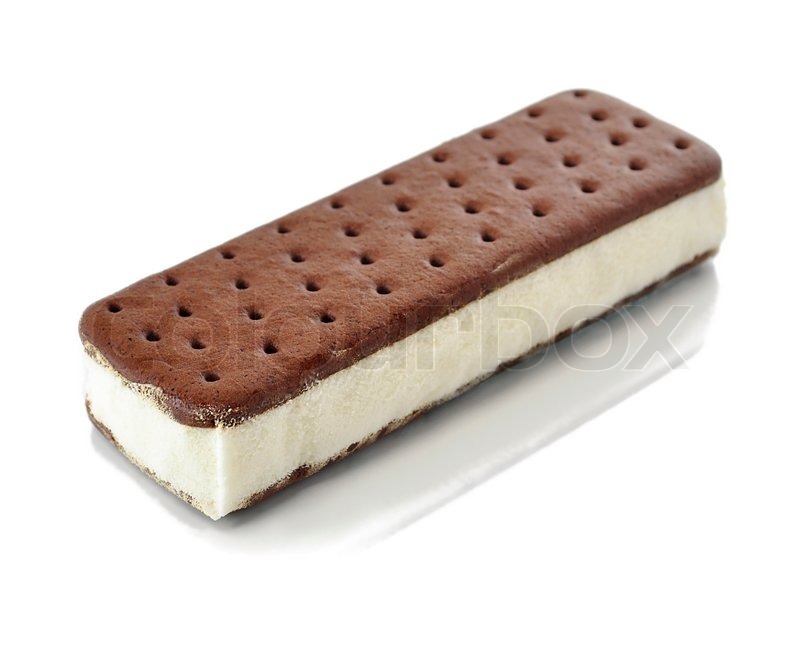 Vanilla and cookie ice cream sandwich bar | Stock Photo | Colourbox