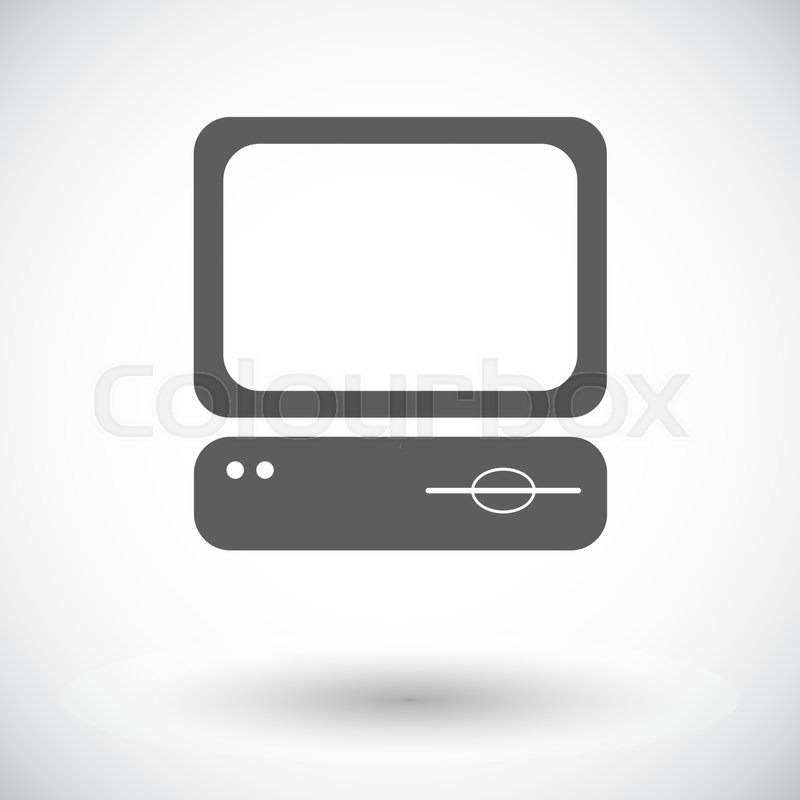 Computer. Single flat icon on white ... | Stock vector | Colourbox