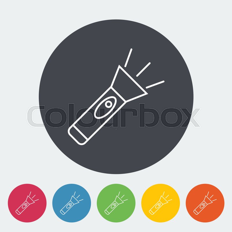 Flashlight. Single flat icon on the ... | Stock vector | Colourbox