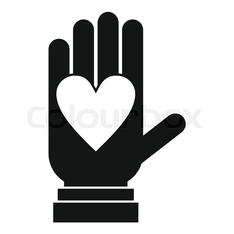 Hand with heart icon. Simple ... | Stock vector | Colourbox