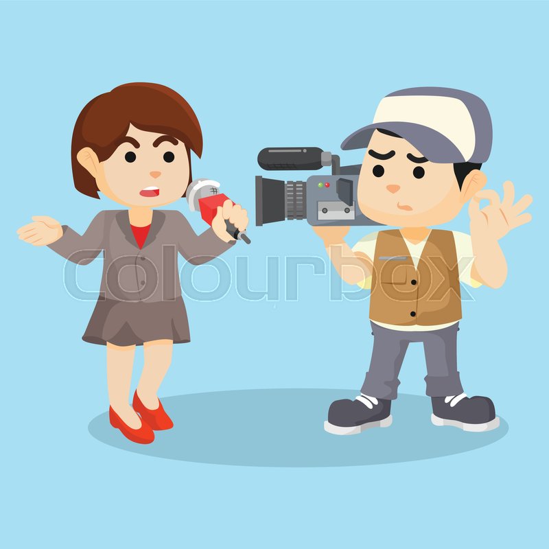 Girl reporting news cartoon | Stock vector | Colourbox