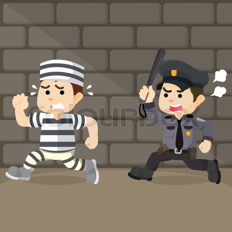 Police chase convict cartoon ... | Stock vector | Colourbox