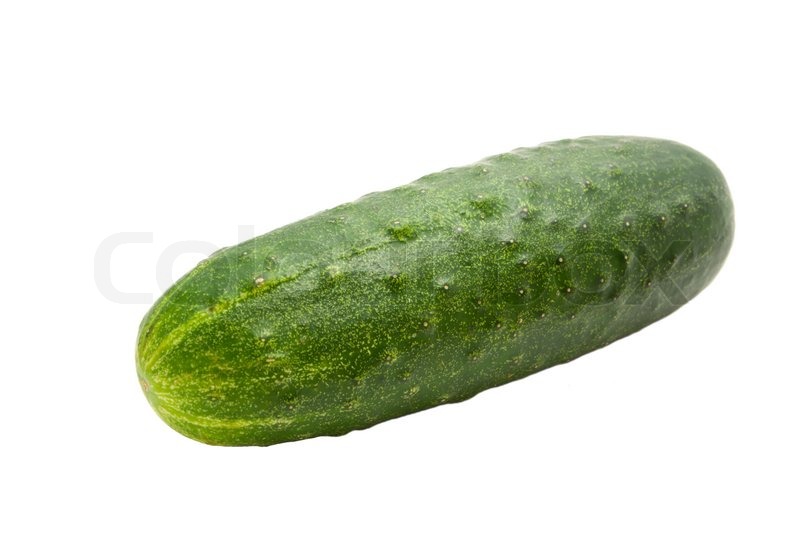 Single cucumber isolated on a white background | Stock Photo | Colourbox