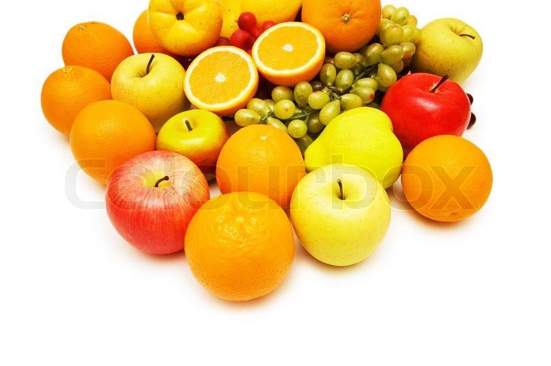 Verschiedene Früchte auf dem weißen ... | Stock Bild | Colourbox