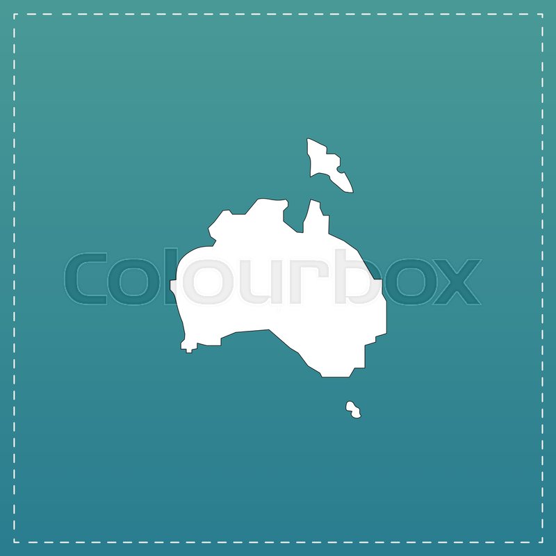 Australia map. White flat icon with ... | Stock vector | Colourbox