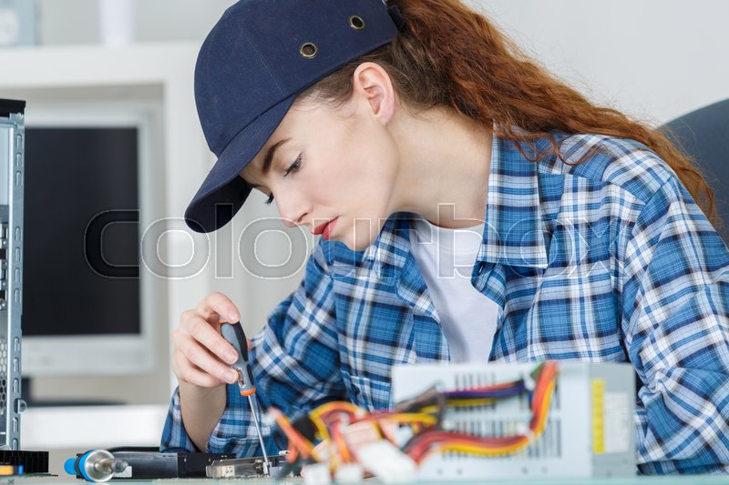 Computer Technician At Work