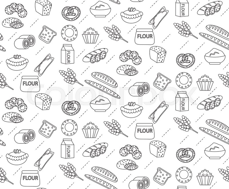 Bakery seamless pattern. Line, ... | Stock vector | Colourbox