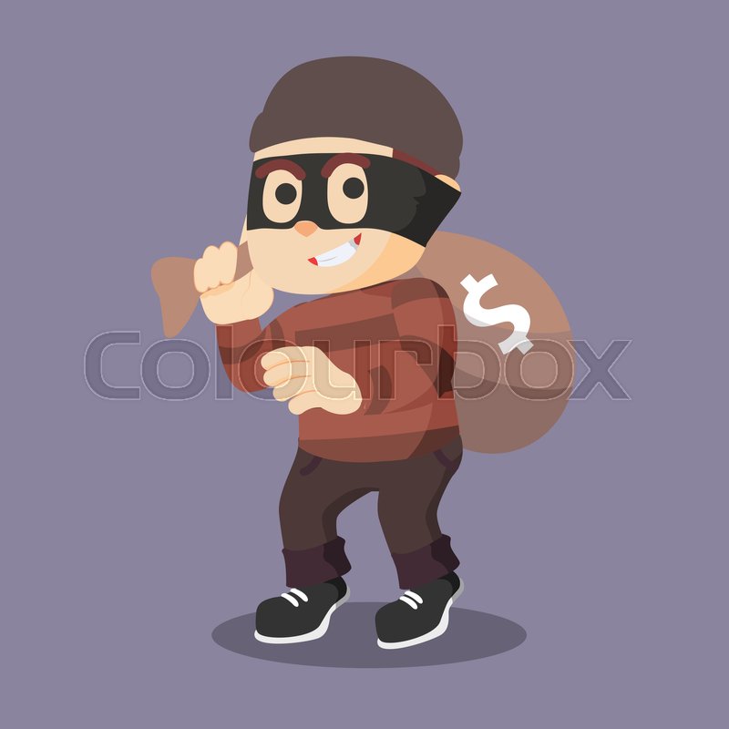 Thief rob money illustration design | Stock vector | Colourbox