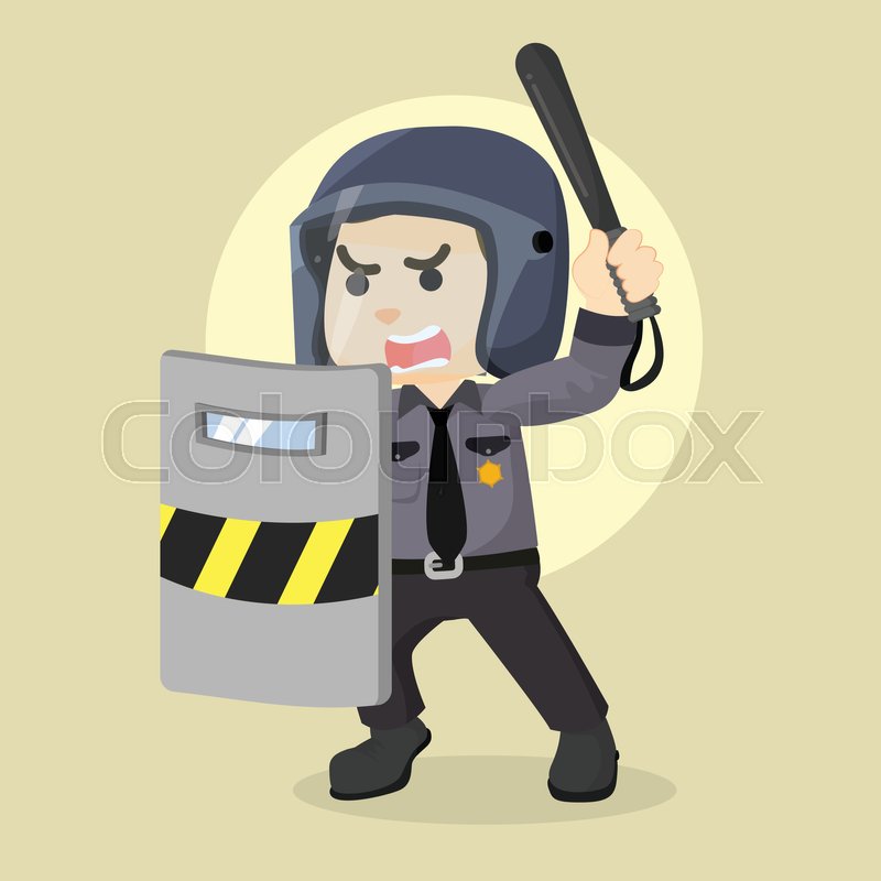 Police officer holding riot with ... | Stock vector | Colourbox