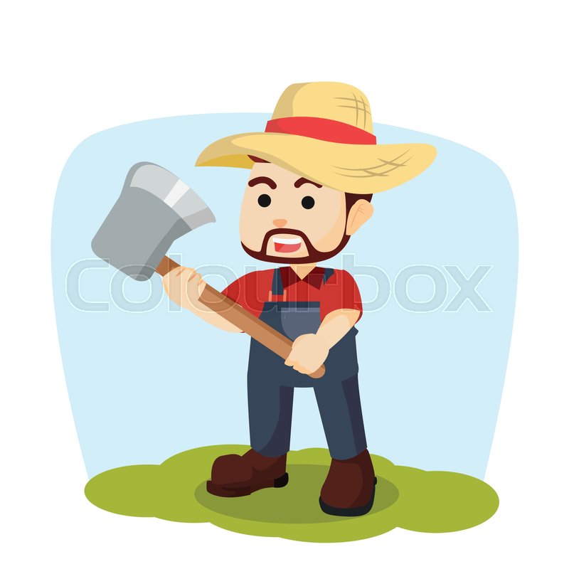 Farmer holding axe illustration design | Stock vector | Colourbox
