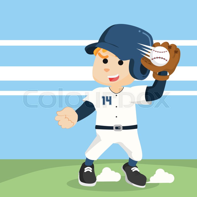 Baseball player catching ball | Stock vector | Colourbox