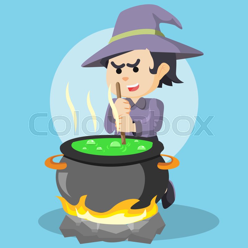 Witch cooking potion colorful | Stock vector | Colourbox