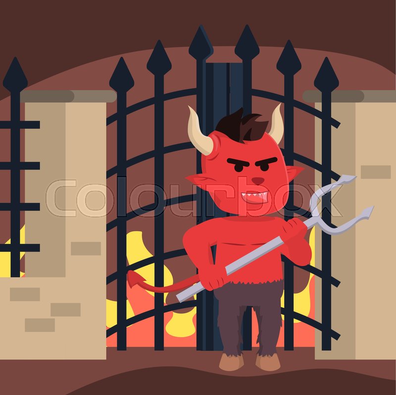 Devil guarding hell gate | Stock vector | Colourbox