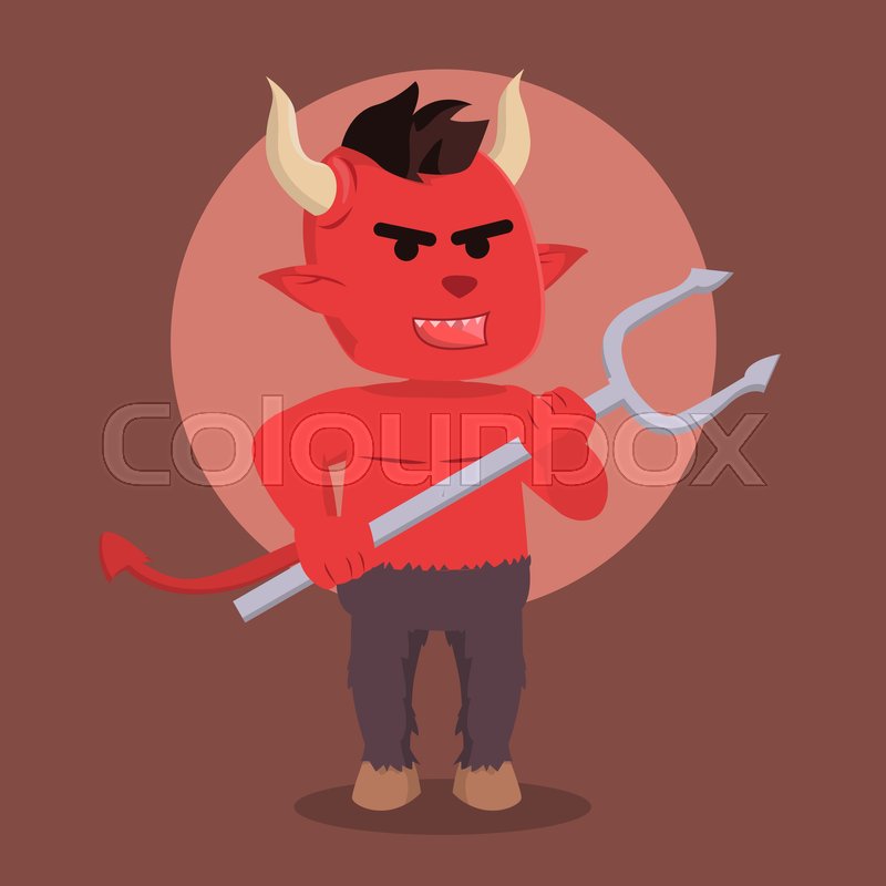 Devil holding hell fork | Stock vector | Colourbox