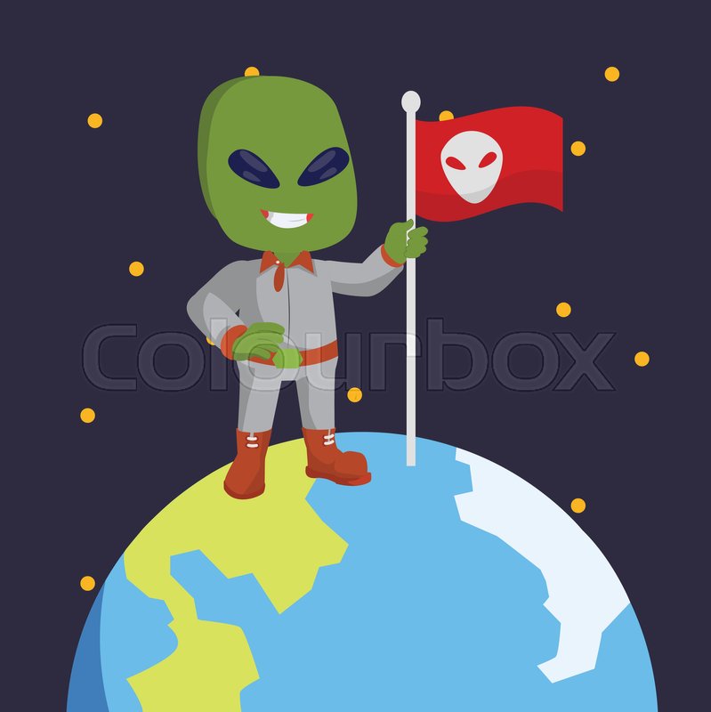 Alien invasion earth colorful | Stock vector | Colourbox
