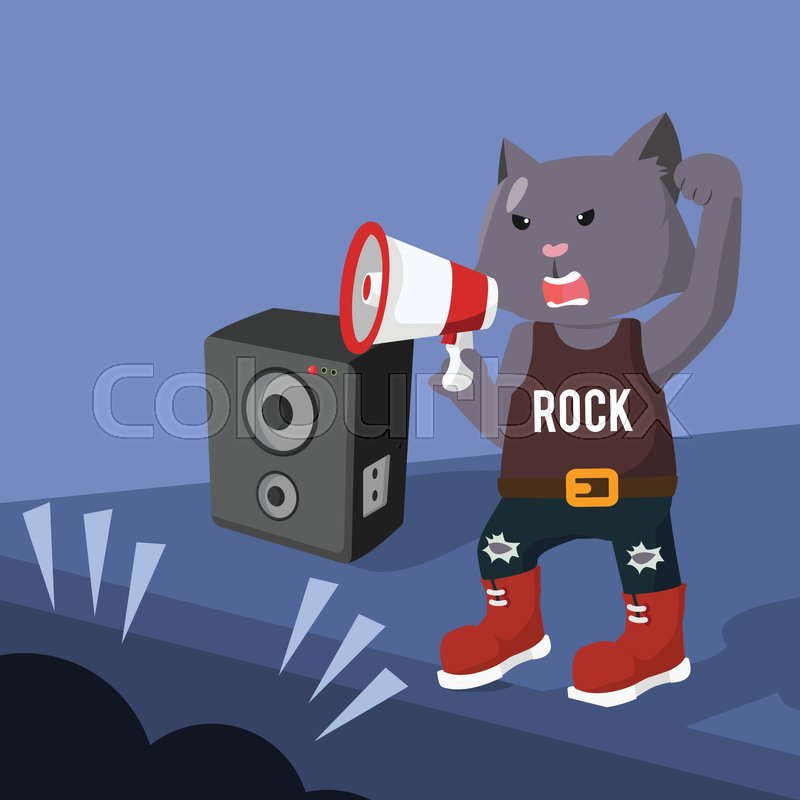 Rock star cat concert | Stock vector | Colourbox