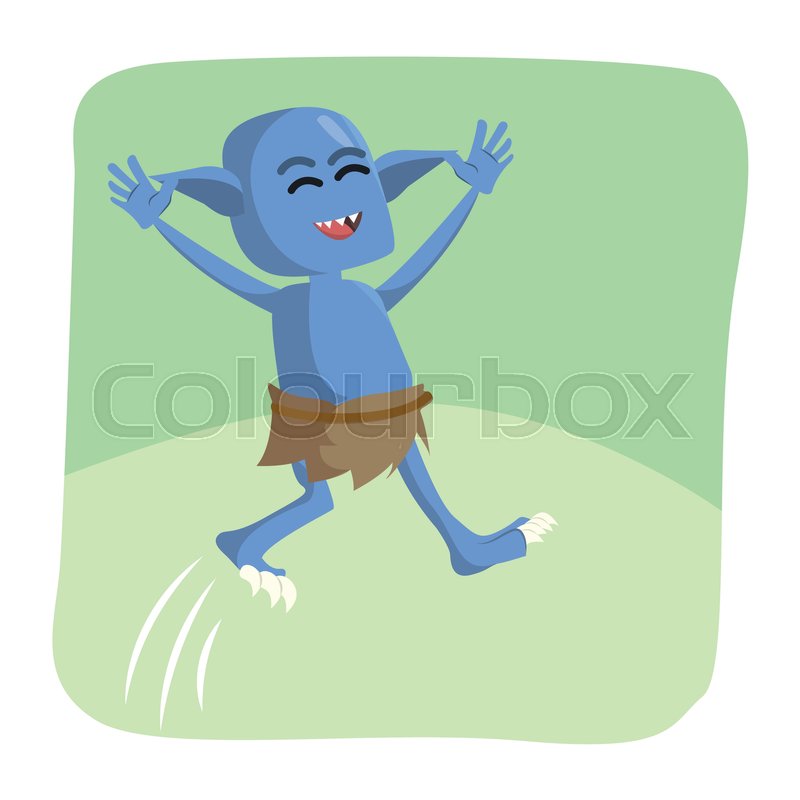 Blue monster jumping vector ... | Stock vector | Colourbox