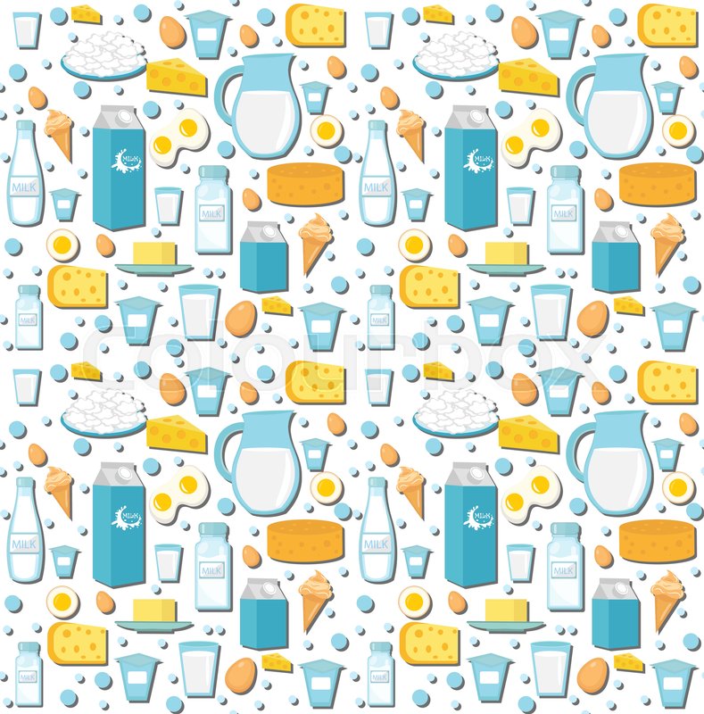 Dairy Product Seamless Pattern Flat Stock Vector Colourbox
