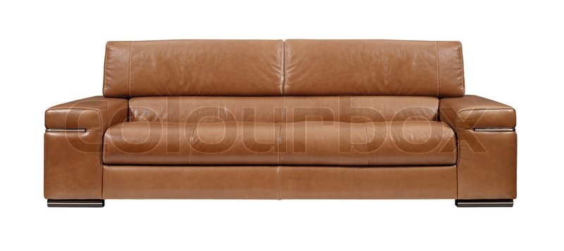 Braune Ledercouch isoliert über weißem ... | Stock Bild | Colourbox