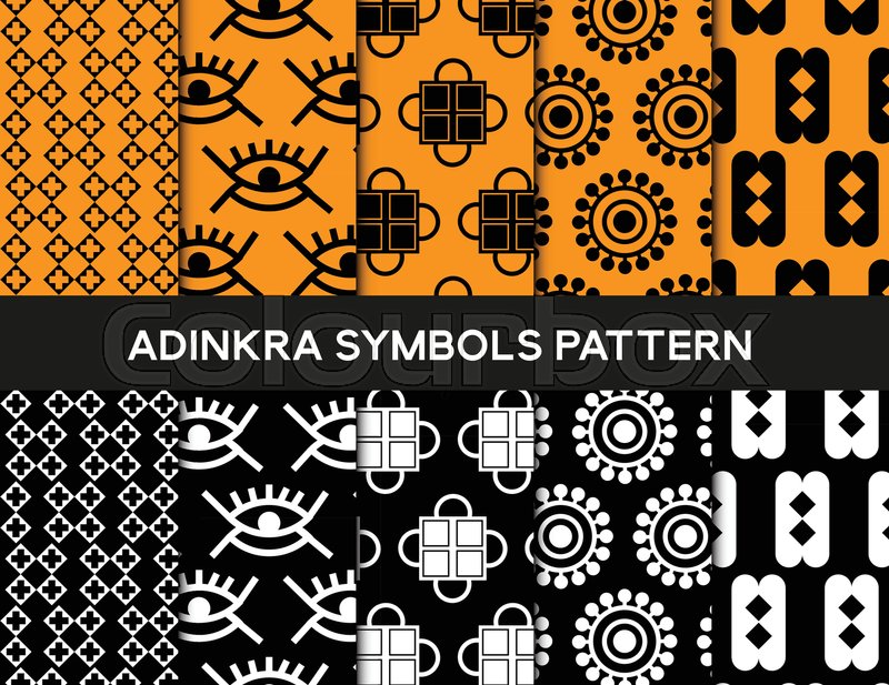 Set seamless patterns. Adinkra symbols ... | Stock vector | Colourbox
