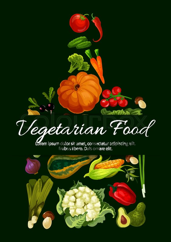 Vegetables poster. Vegetarian fresh ... | Stock vector | Colourbox