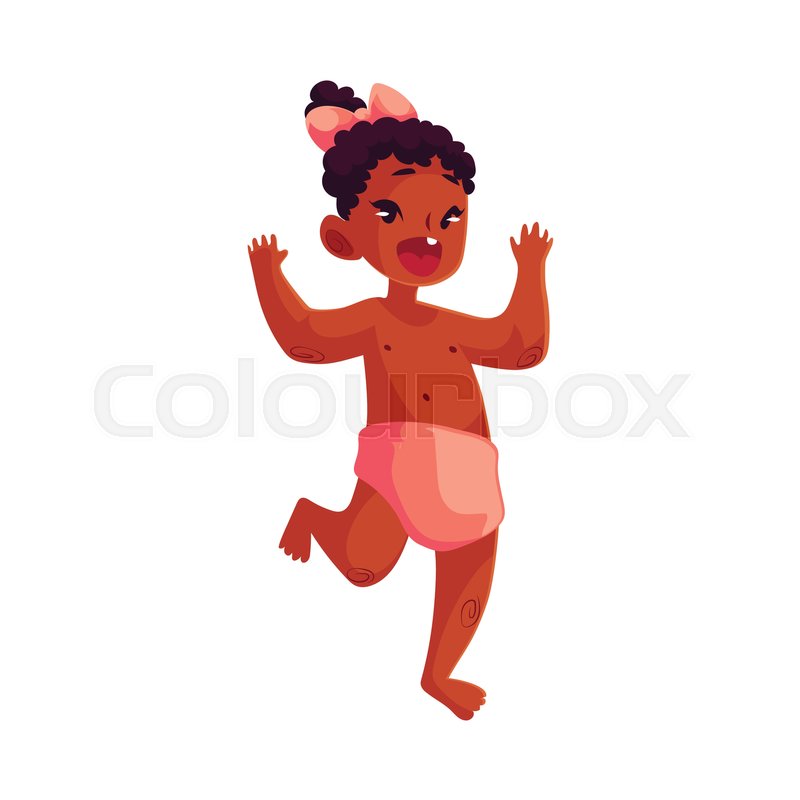 Cute little black baby girl dancing ... | Stock vector | Colourbox