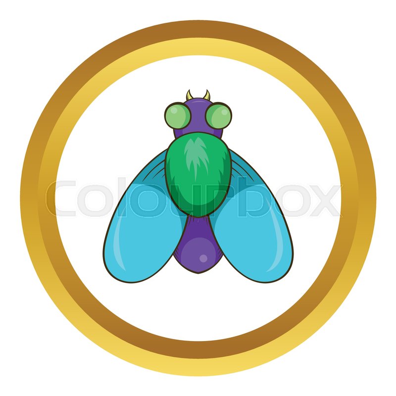 Fly vector icon in golden circle, ... | Stock vector | Colourbox