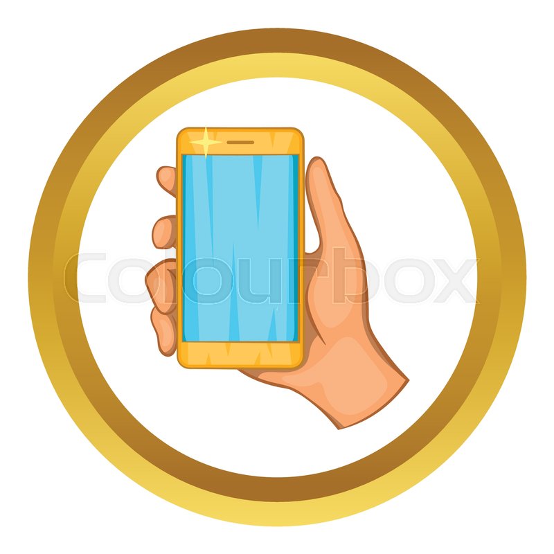 Mobile phone in hand vector icon in ... | Stock vector | Colourbox