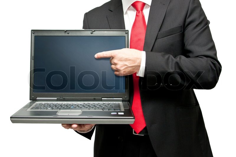 Businessman pointing computer screen | Stock image | Colourbox