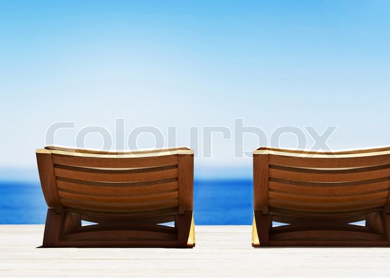 Beach chairs on perfect tropical sand ... | Stock Photo | Colourbox