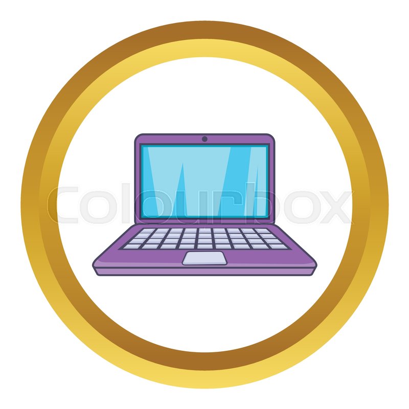 Laptop vector icon in golden circle, ... | Stock vector | Colourbox