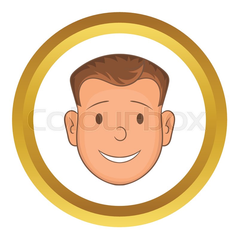 Male face vector icon in golden ... | Stock vector | Colourbox