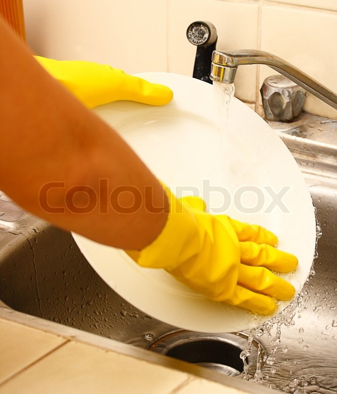 Washing Plates As Part Of The Daily ... | Stock image | Colourbox