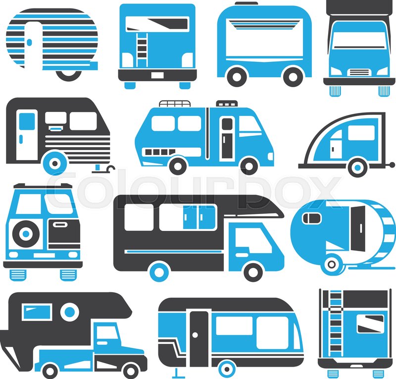 RV, camping car icons | Stock vector | Colourbox