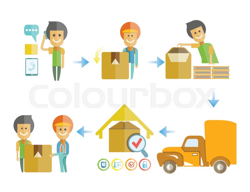 Shipping process illustration | Stock vector | Colourbox