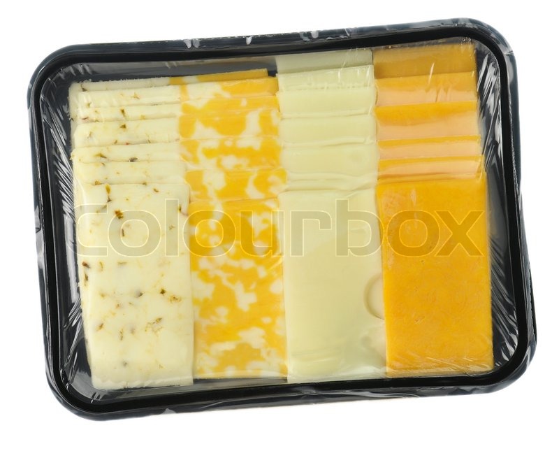 Cheese tray slices in a vacuum package | Stock image | Colourbox