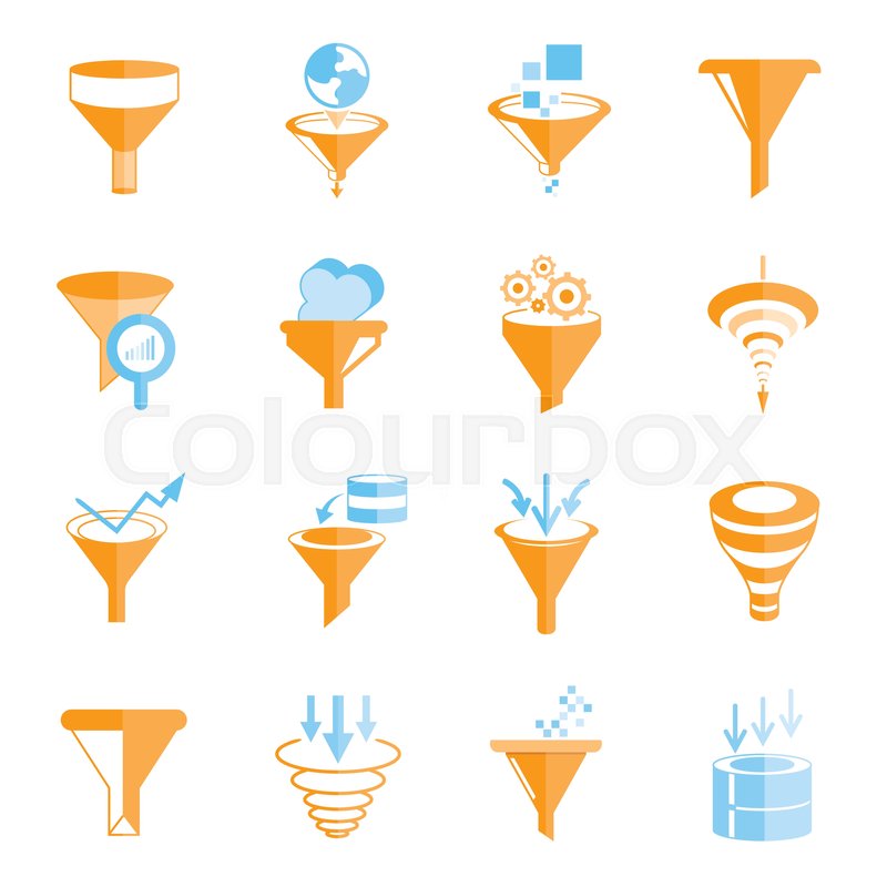 Filter icons, funnel icons | Stock vector | Colourbox