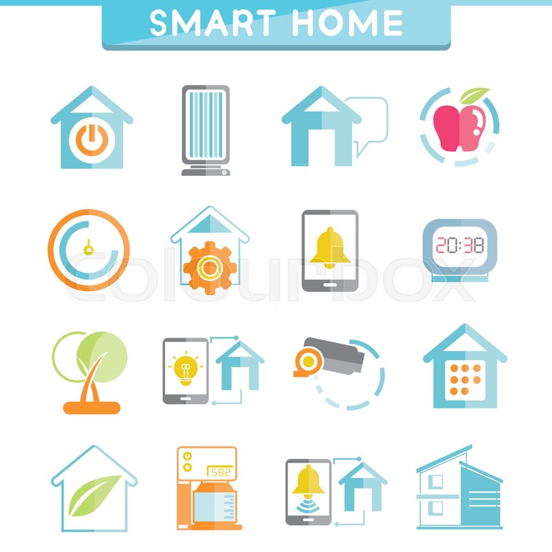 Smart home and home automation icons | Stock vector | Colourbox
